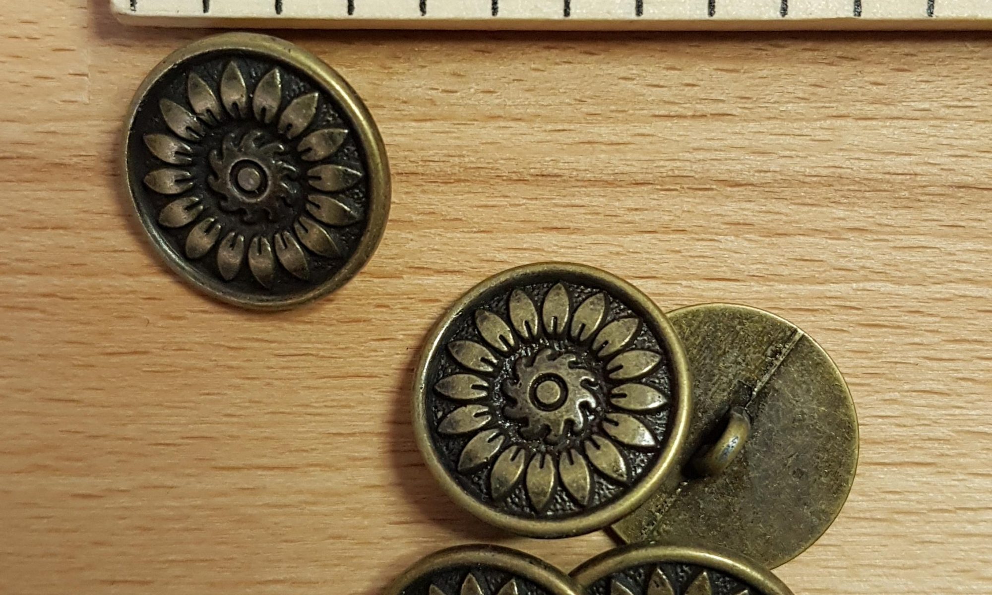 Vintage Sunflower Brass Buttons